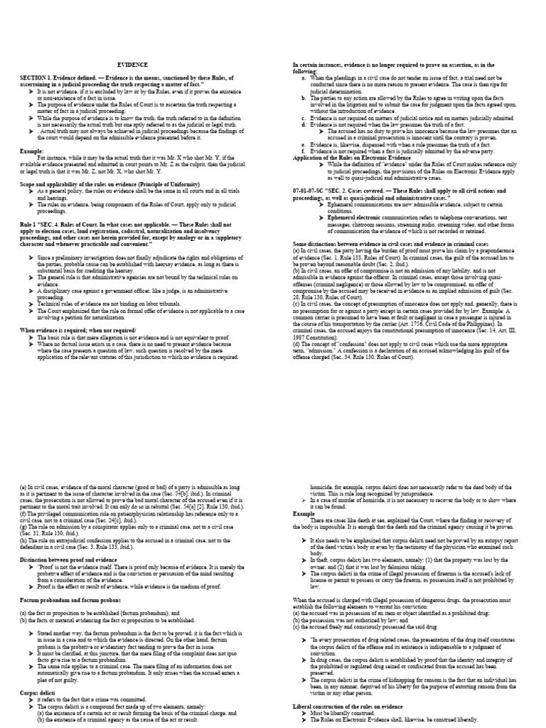 Evidence Notes.v2 | PDF