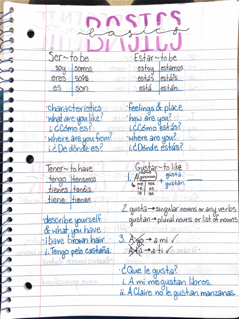 Spanish Notebook Pages | PDF
