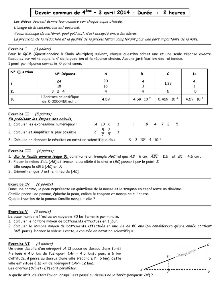 Devoir Commun 4eme 13 | PDF