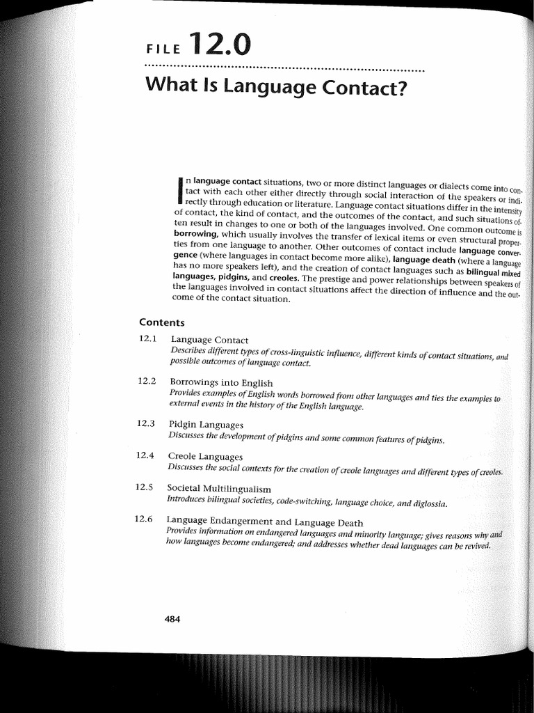 Language Contact 12.1 | PDF