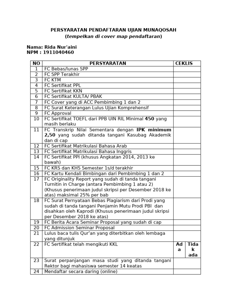 Persyaratan Pendaftaran Pbi | PDF