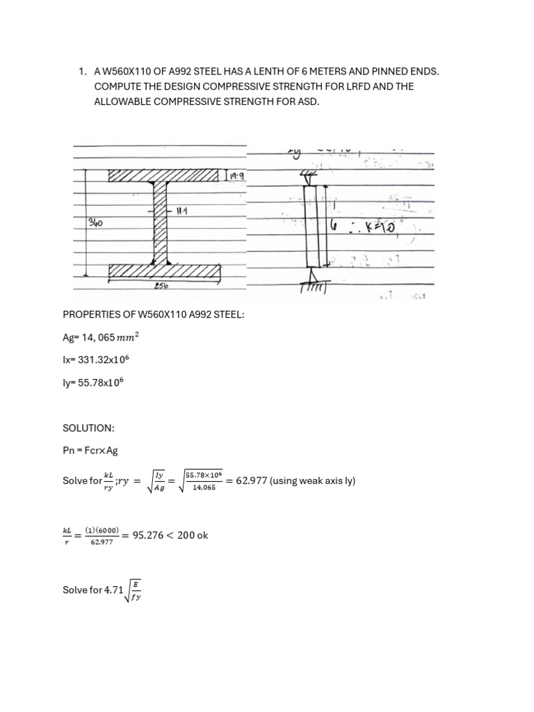 STEEL COMPRESSION MEMBERS Examples | PDF