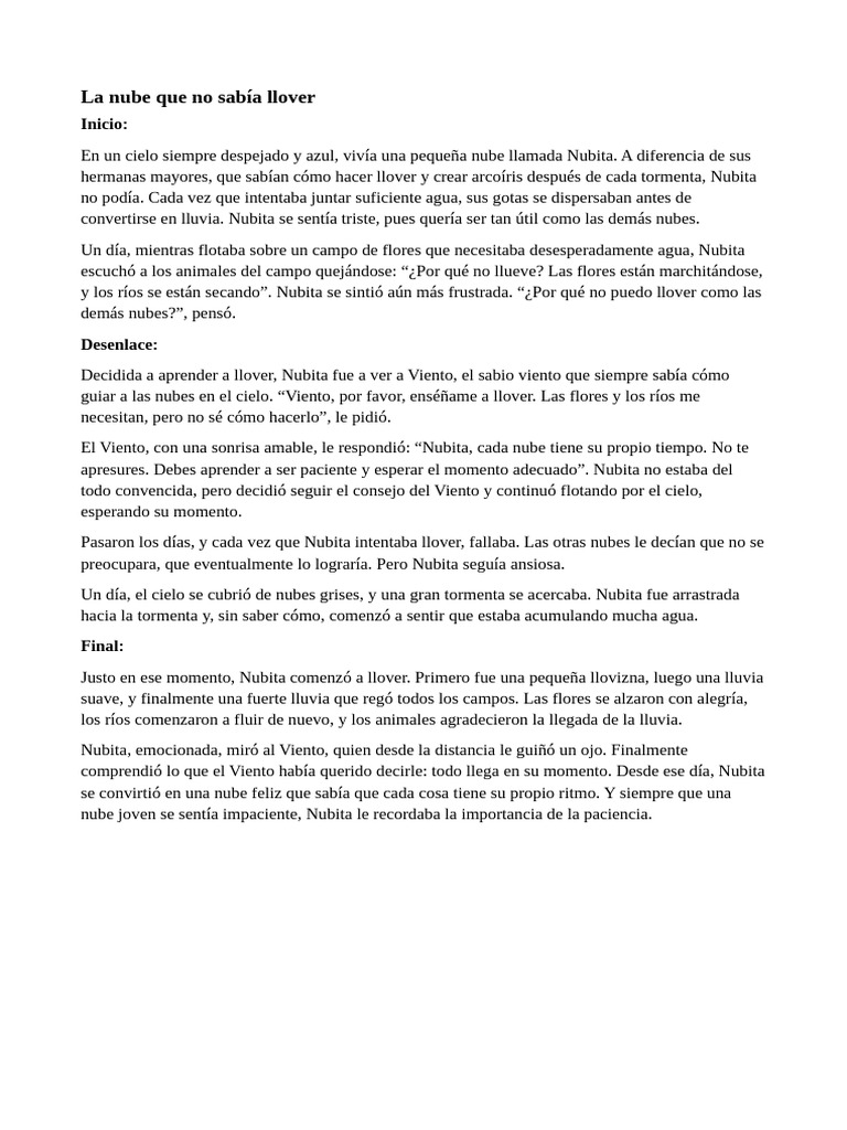 La Nube Que No Sabía Llover | PDF