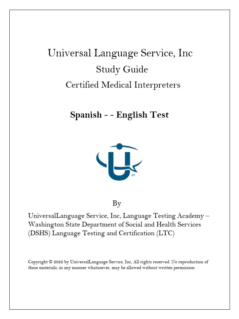 Universal Language Service Spanish Oral Written Exam Study Guide | PDF ...