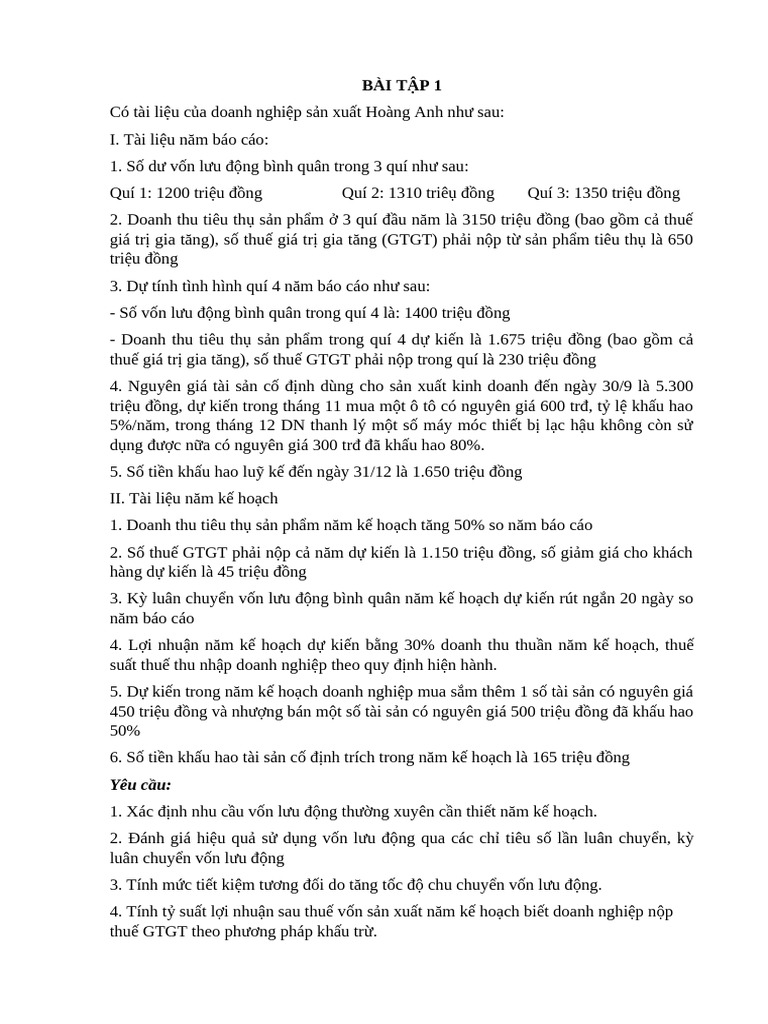 BÀI TẬP TCDN | PDF | Vietnam | Business