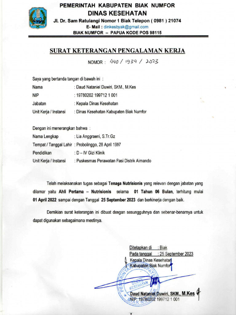 Pengalaman Kerja Lia | PDF