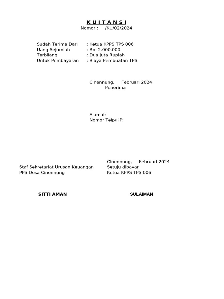 kuitansi kpps(1) | PDF