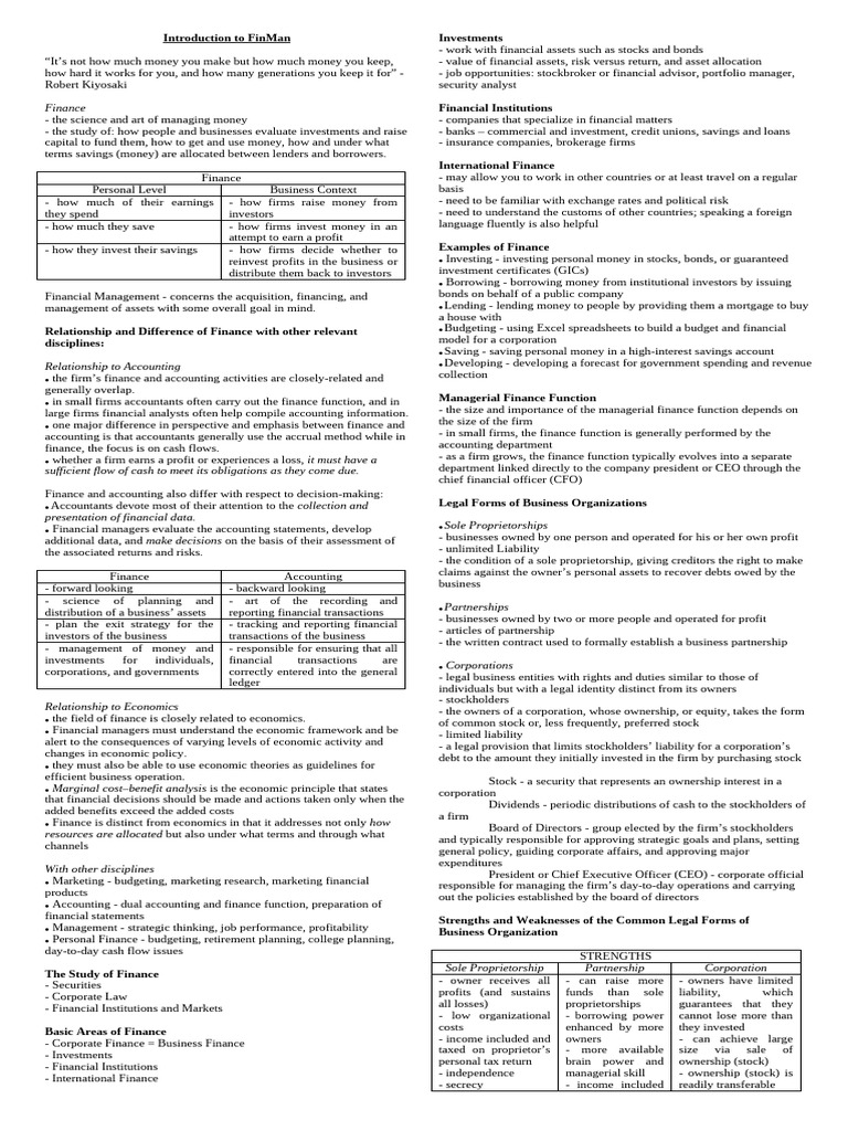 Finman Midterms | PDF