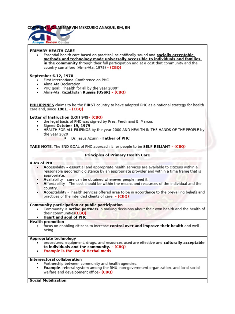 2023 PHC CHN Handouts 1 | PDF