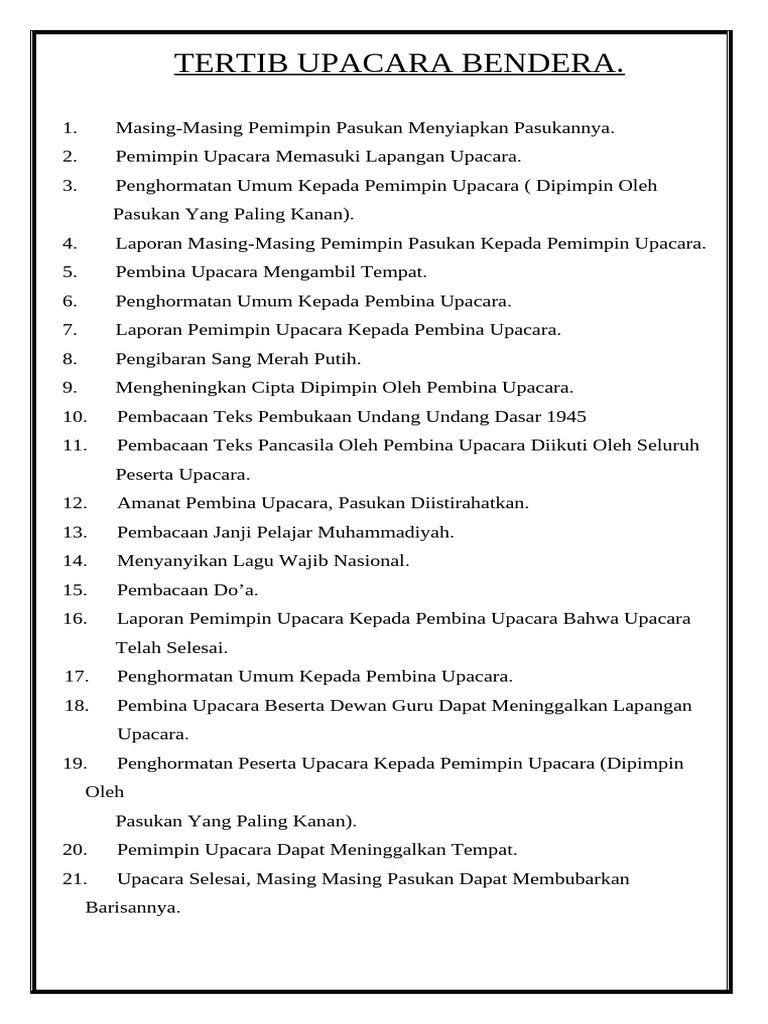 Tertib Upacara Bendera | PDF
