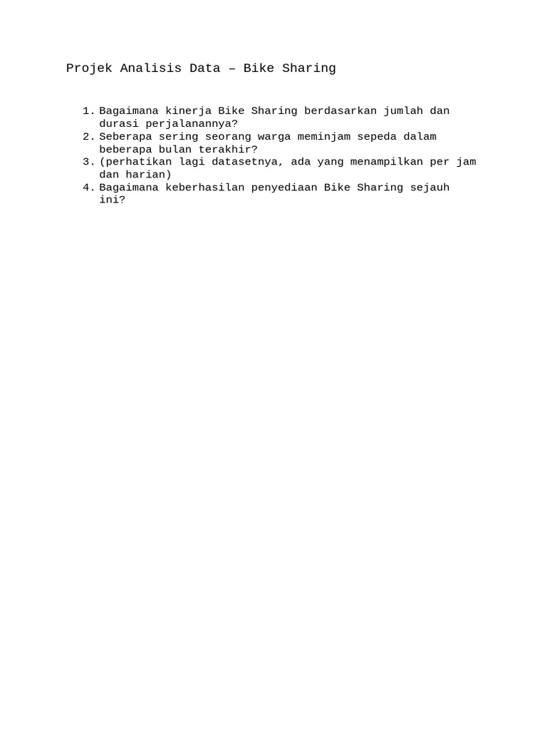 Projek Analisis Data - Bike Sharing | PDF
