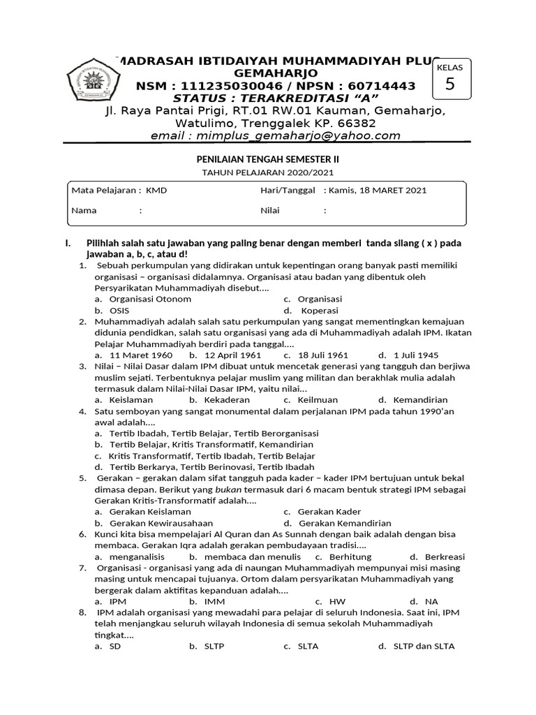 PTS II KMD Kls 5 | PDF
