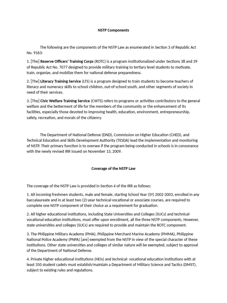 NSTP Components | PDF | Community | Social Science