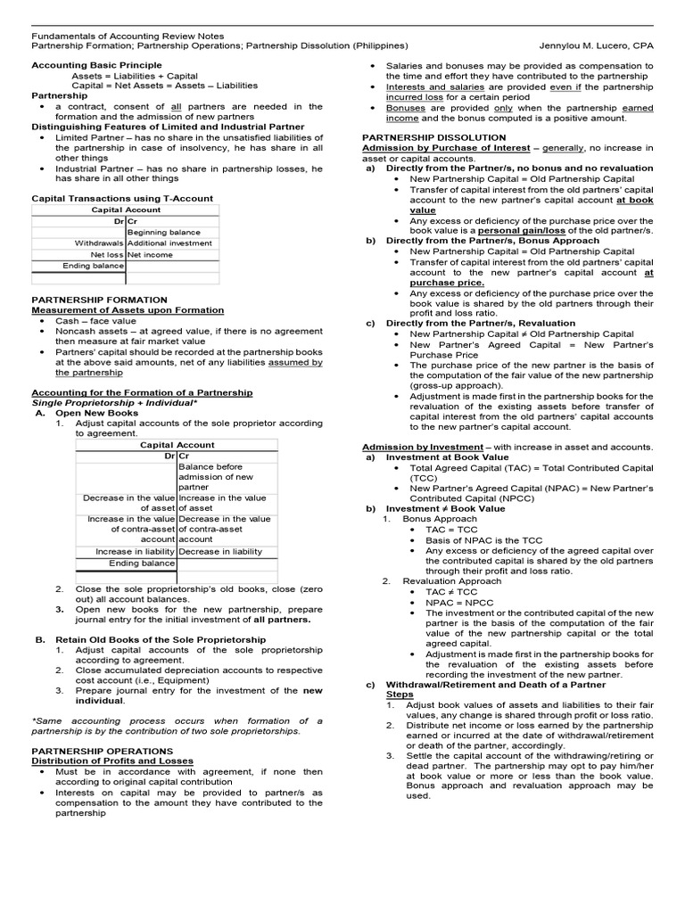 DR CR Capital Account: Single Proprietorship + Individual | PDF