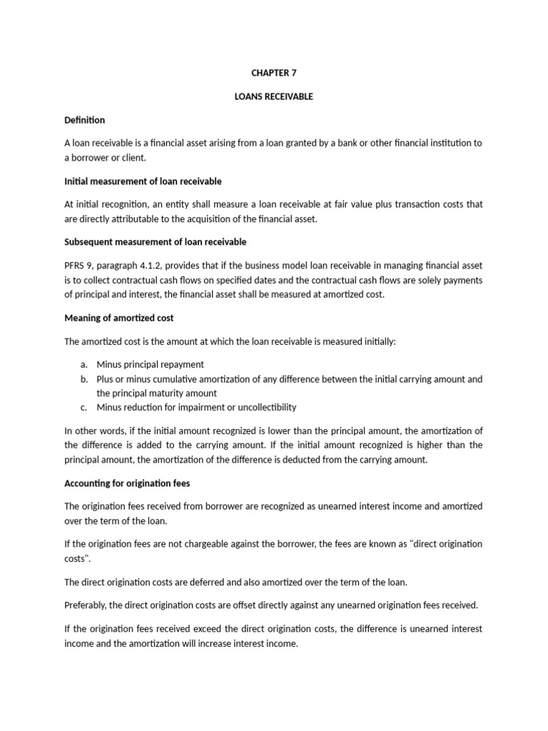 Chapter 7 Loans Receivable | PDF