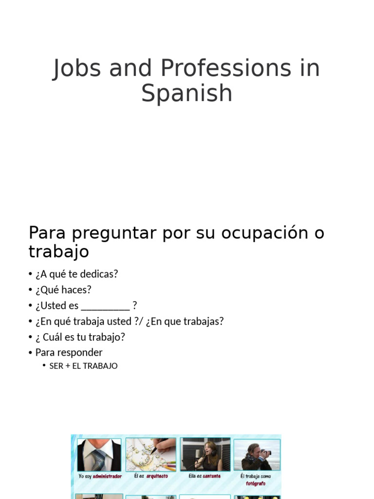 Jobs and Professions in Spanish | PDF