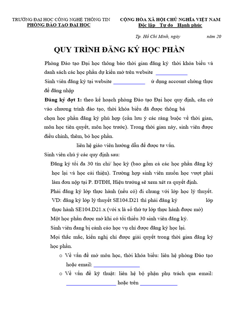 UIT - Quy Trinh DKHP | PDF