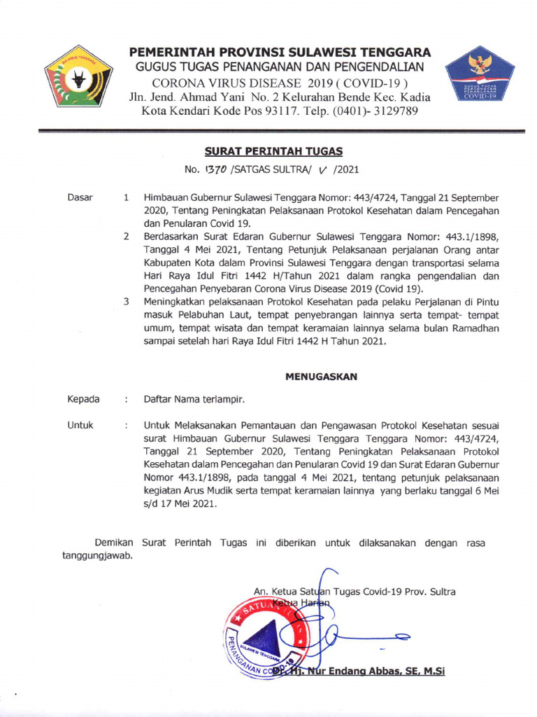 SURAT TUGAS PEMANTAUAN DAN PENGAWASAN | PDF