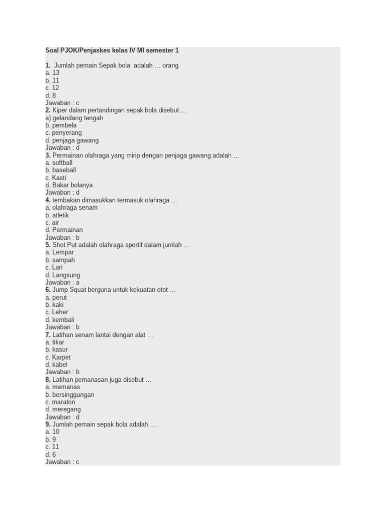 Soal PJOK | PDF