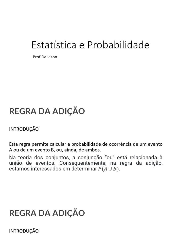 Aula 8 - Principais Regras de Probabilidade | PDF