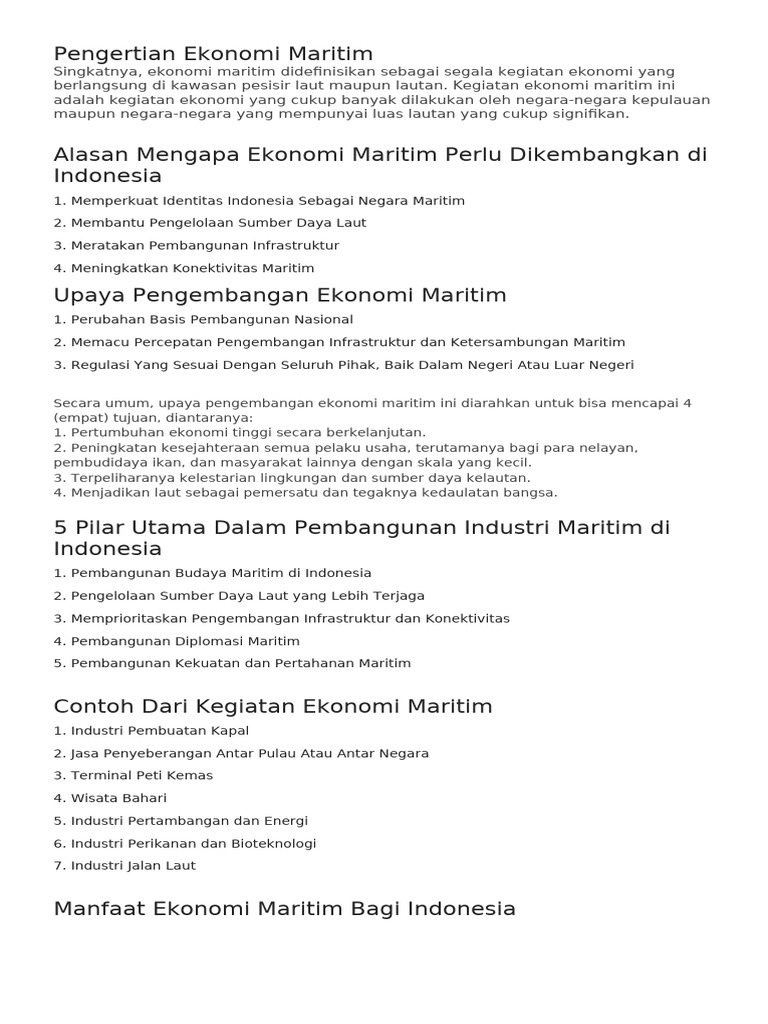 Pengertian Ekonomi Maritim | PDF