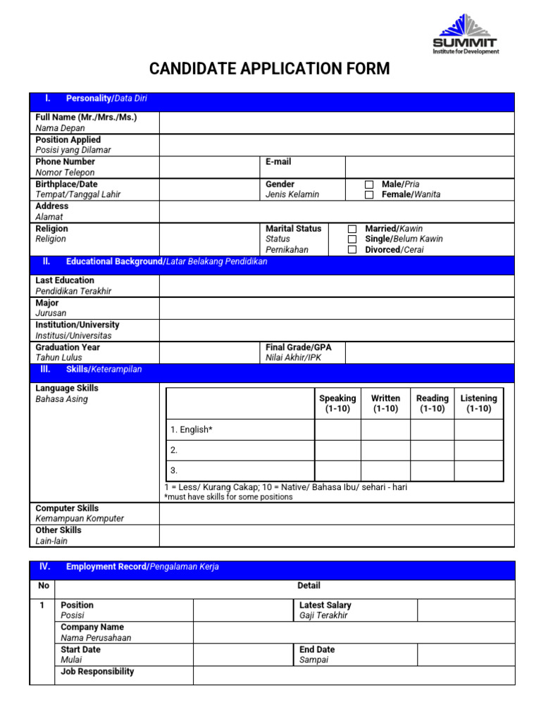 SID - Candidate Application Form | PDF