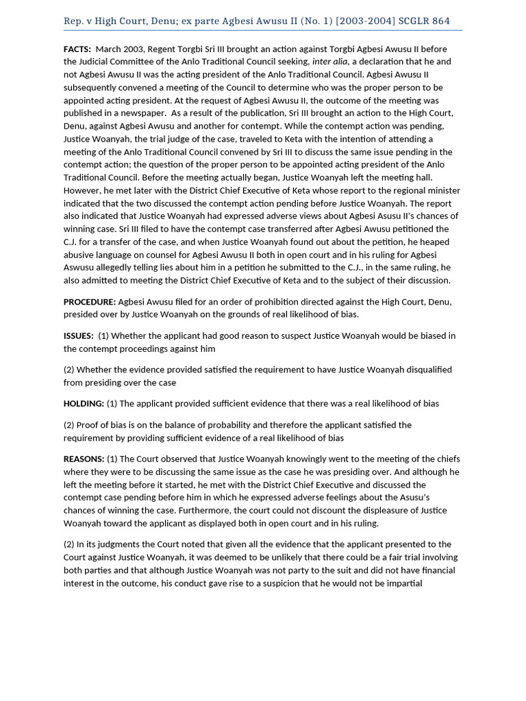 Ex Parte Agbasi Awusu No. 1 | PDF
