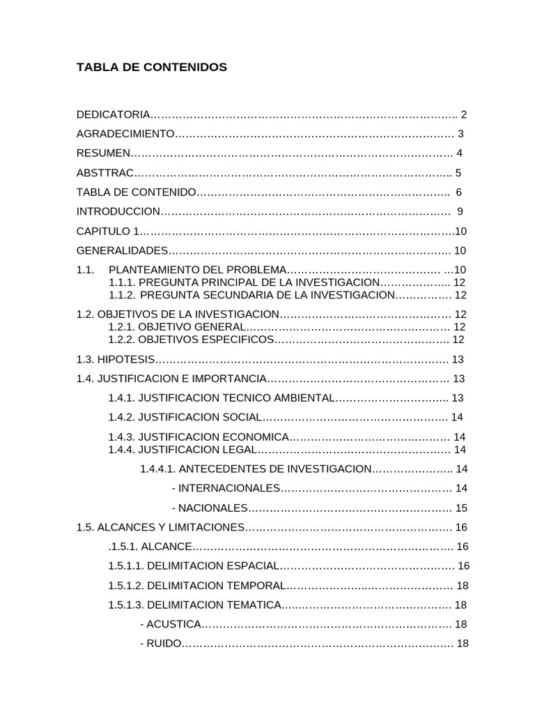Tabla de Contenido | PDF