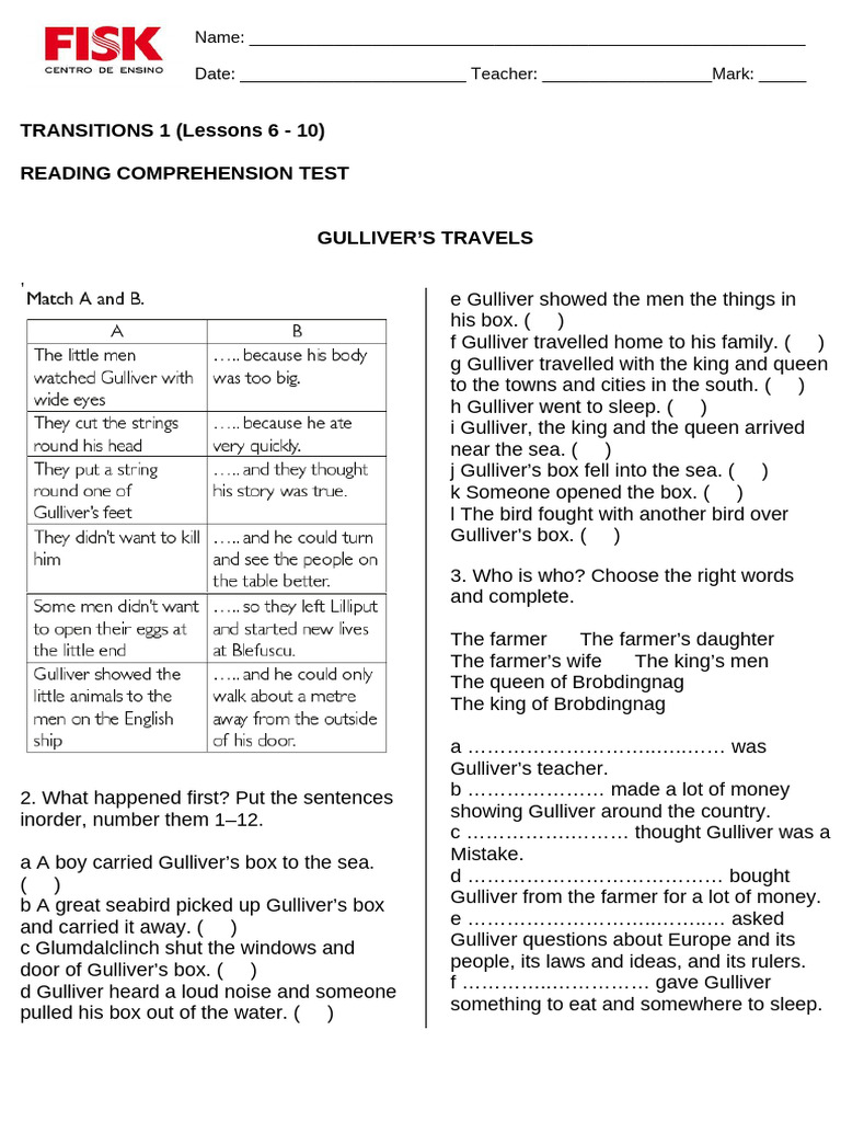 Transitions 1 - Lessons 6 - 10 - Exercises | PDF