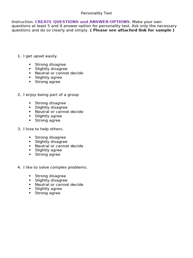 Personality Test GEC1 | PDF