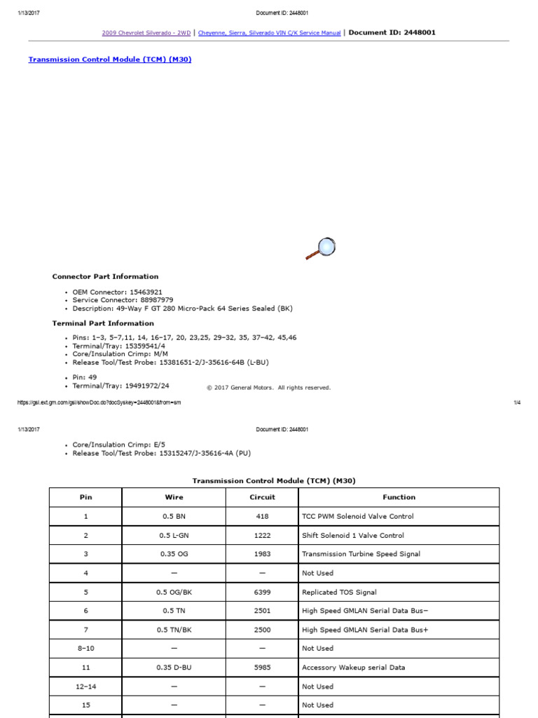 2009 Silverado T42 Connector Pinouts | PDF