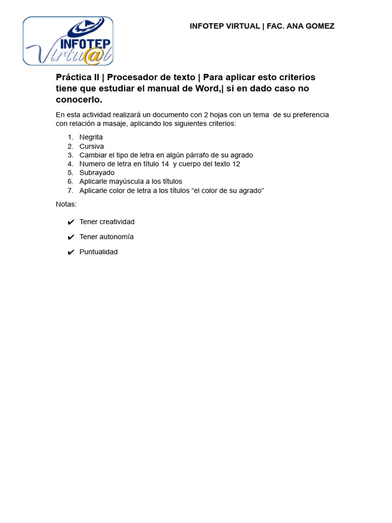 Pràctica II Procesador de Texto | PDF