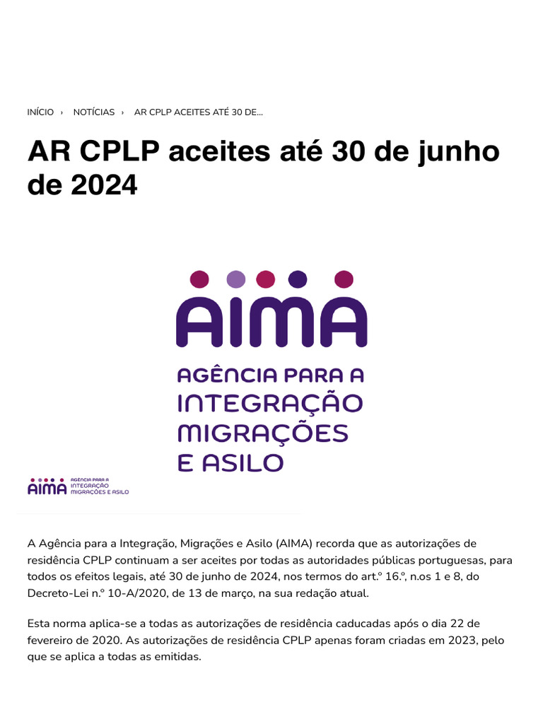 AR CPLP Aceites Até 30 de Junho de 2024 | PDF