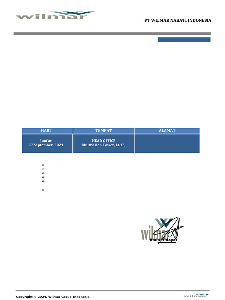 Walk in Interview PT - Wilmar Nabati Indonesia 2024 | PDF