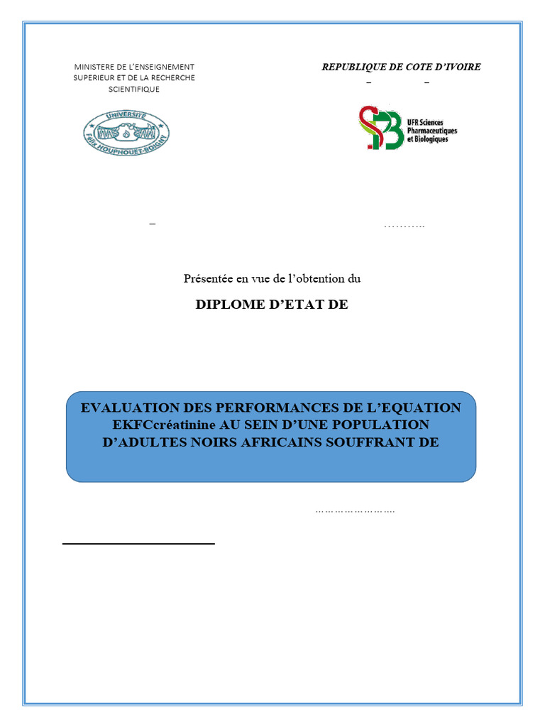 Évaluation de l'équation EKFC en pharmacie | PDF | Pharmacien | Doctorat