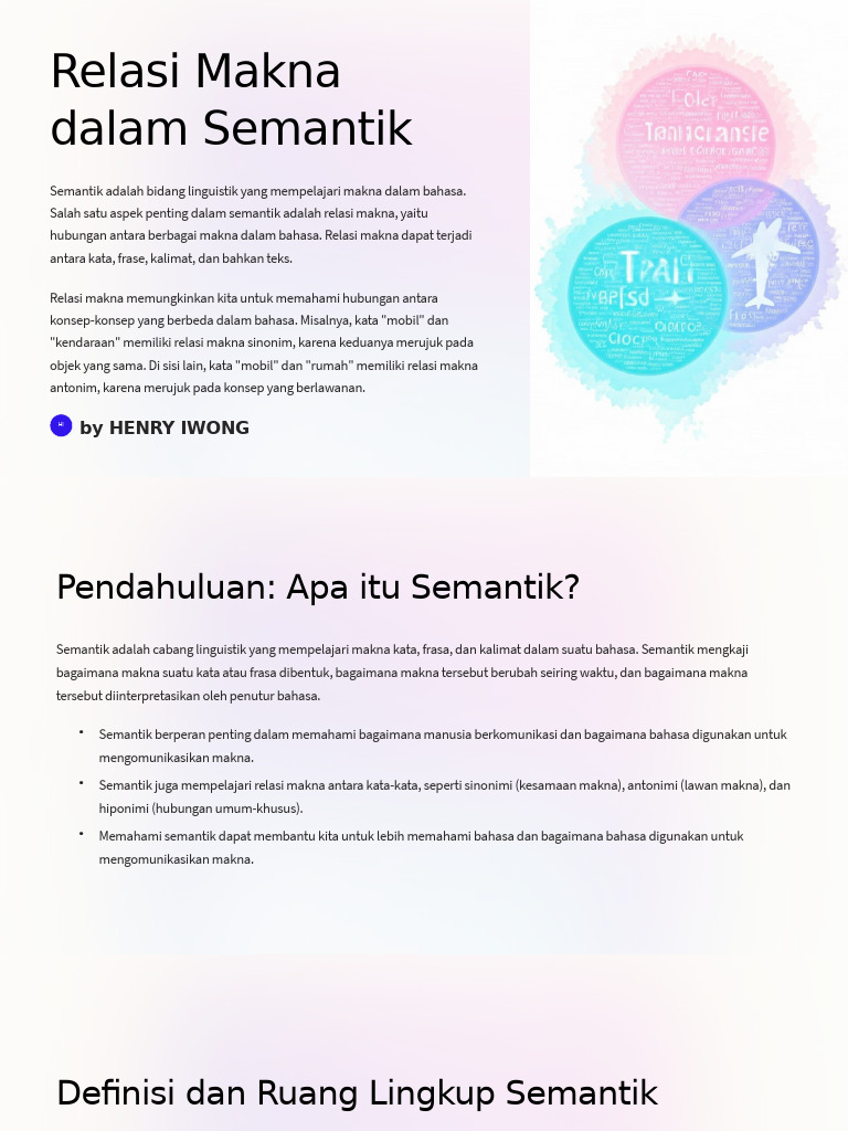 Relasi Makna Dalam Semantik | PDF