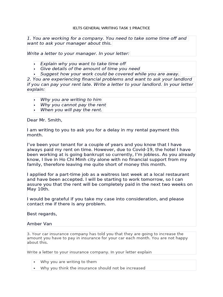 IELTS GENERAL WRITING TASK 1 PRACTICE | PDF