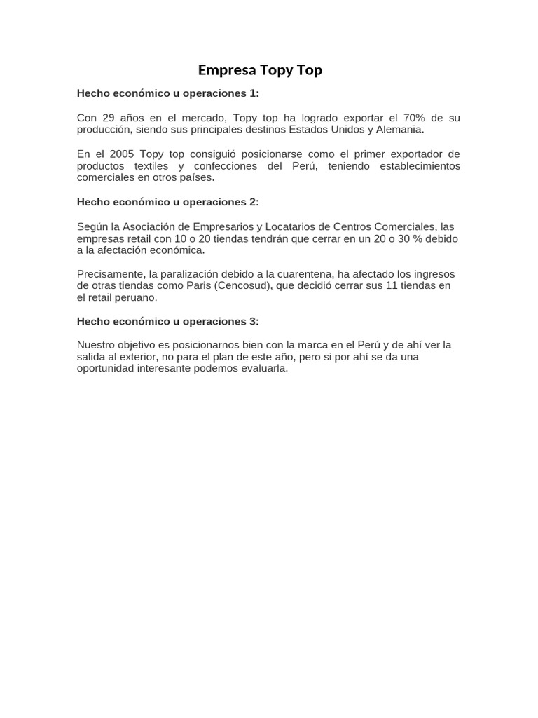Empresa Topy Top | PDF