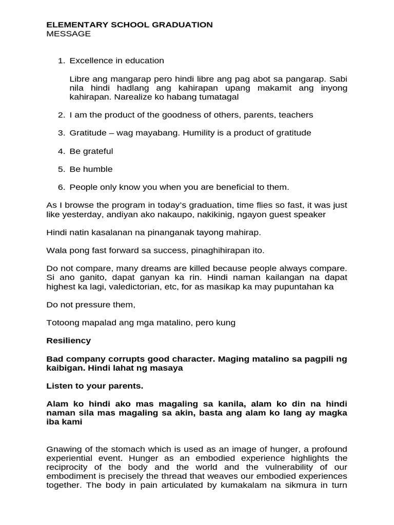 Elementary-School-Graduation Speech | PDF