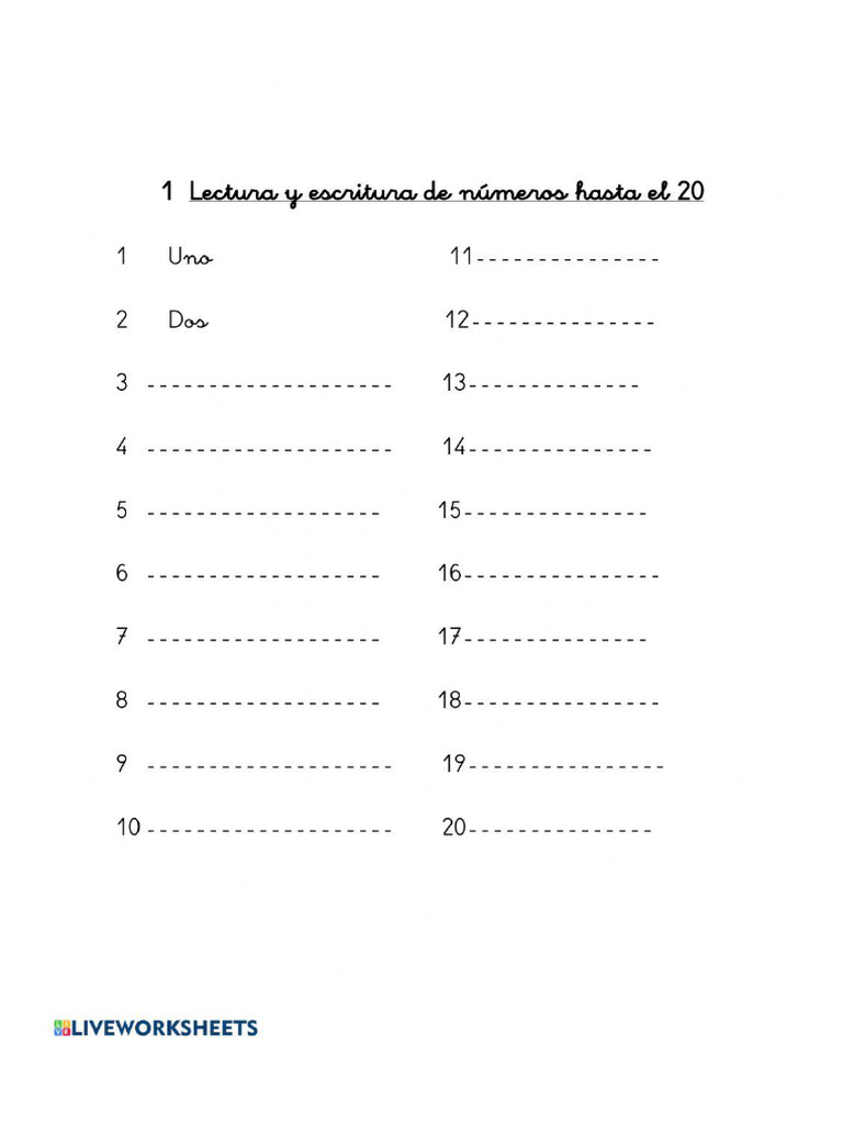 Conteo Del 1 Al 20 | PDF