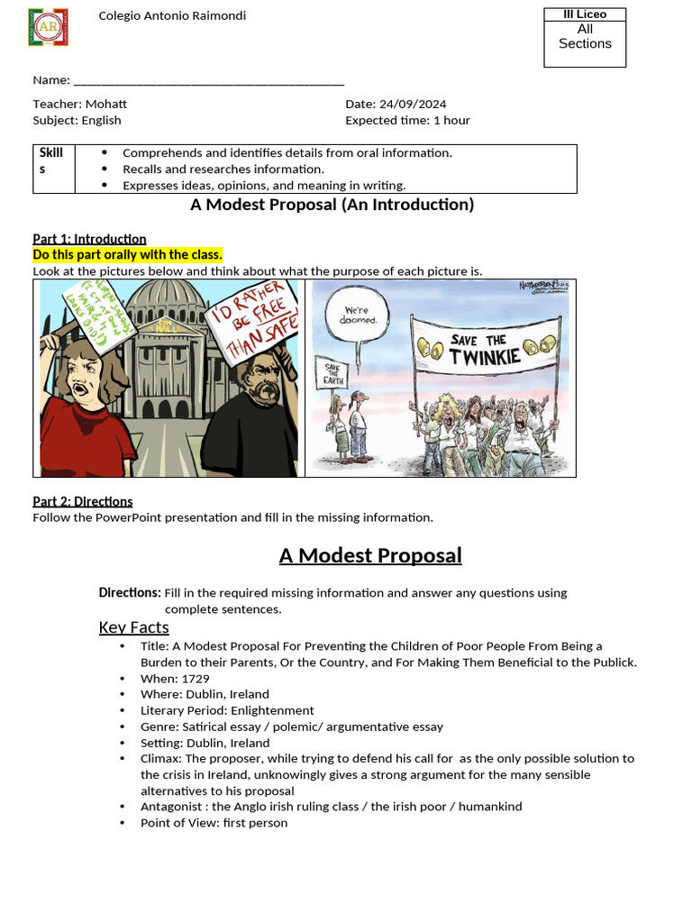 Copia de 2. - Introduction - To - A - Modest - Proposal - 2024 | PDF ...