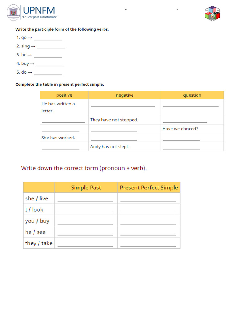 Homework Unit 7 Present Perfect Simple | PDF