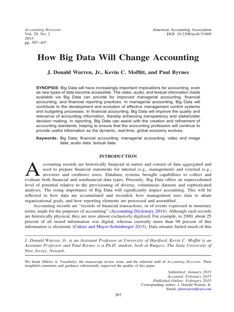 Warren Moffitt Byrnes (2015) How Big Data Will Change Accounting ...