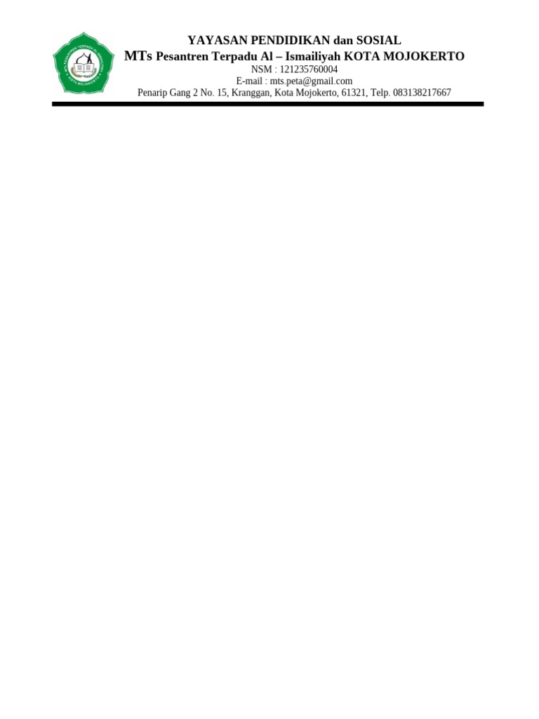 FORMAT KOP SURAT MTs | PDF