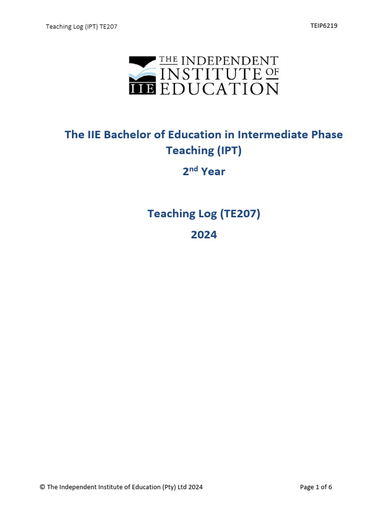 TEIP6219 - TE207 Teaching Log | PDF