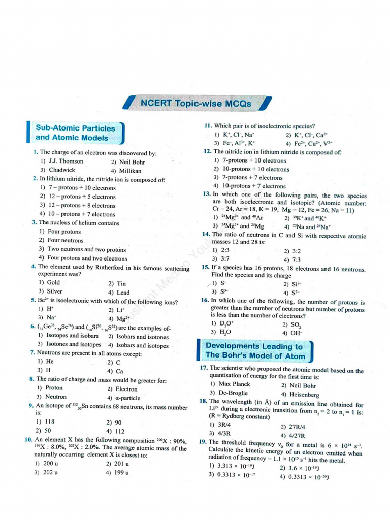 Structure of Atom ? (1) | PDF