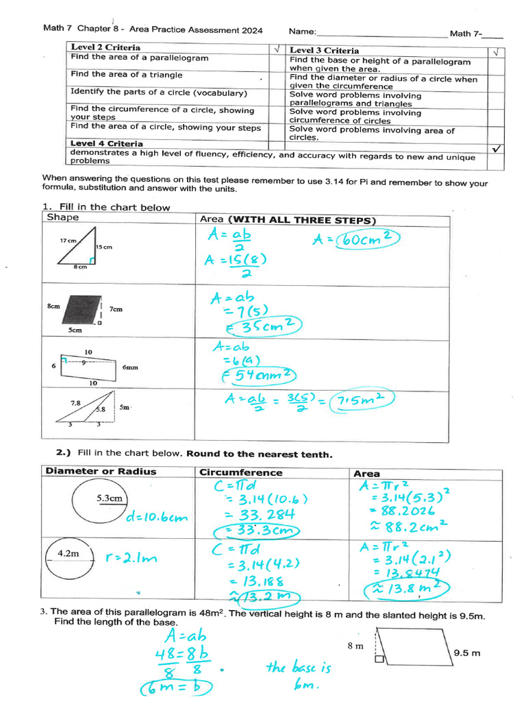 Practice Test ANSWER KEY | PDF