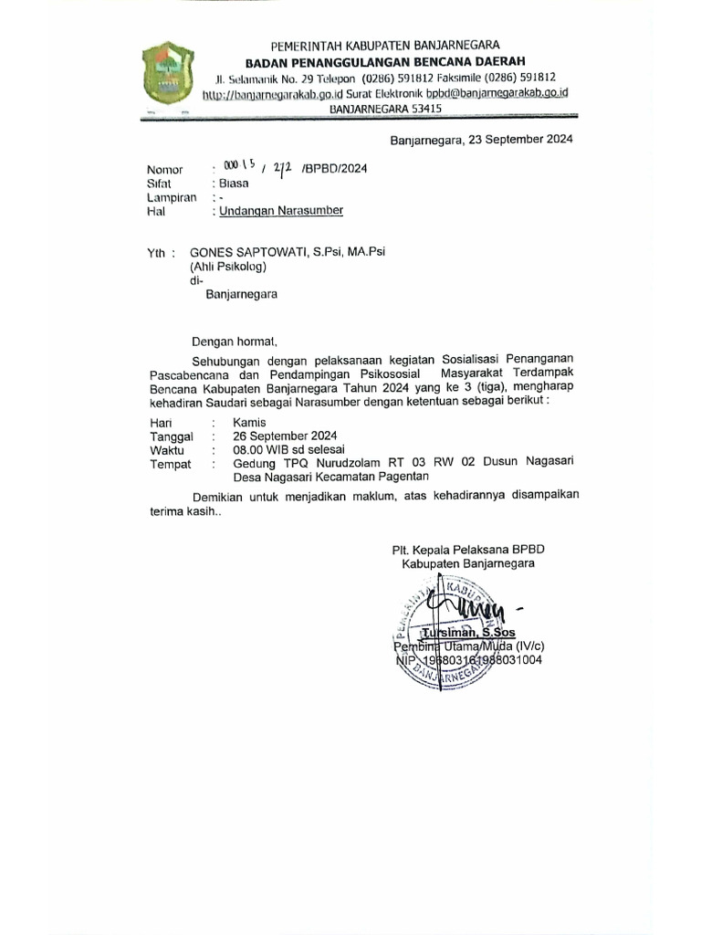 UNDANGAN NARASUMBER | PDF