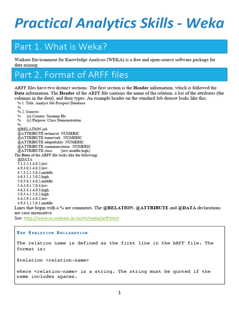 Class-Purpose Weka Guidelines - For Your Exploration | PDF