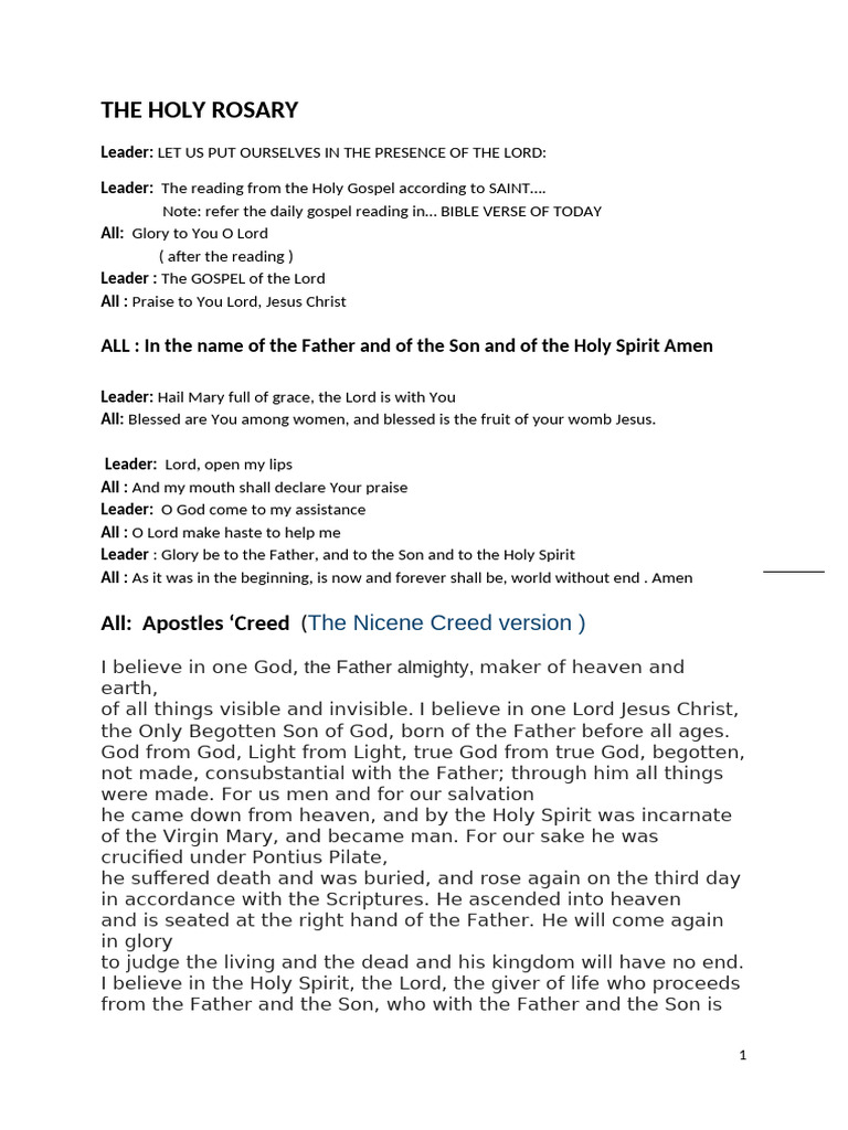 The Holy Rosary | PDF